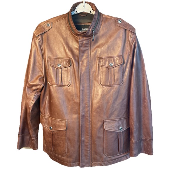 Murano | Jackets & Coats | Murano Mens Brown Sheepskin Leather Military ...